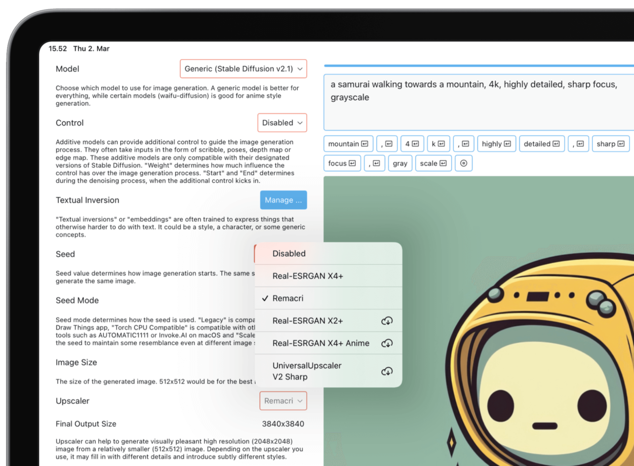 „Draw Things“ mit Upscaler für AI-Kunst – iPhoneBlog.de